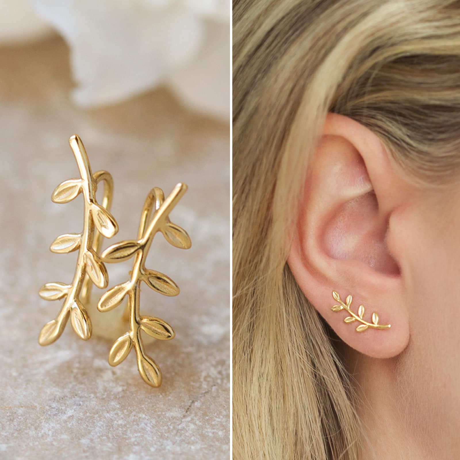 Ear Climber, Climber Earring, Leaf Earring, Ear Climber Earring ...