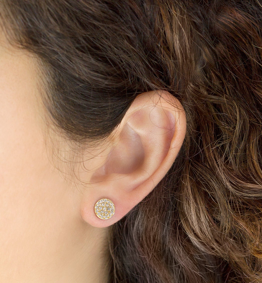 Stud Earrings Gold Earring Crystal Earrings Minimalist | Etsy