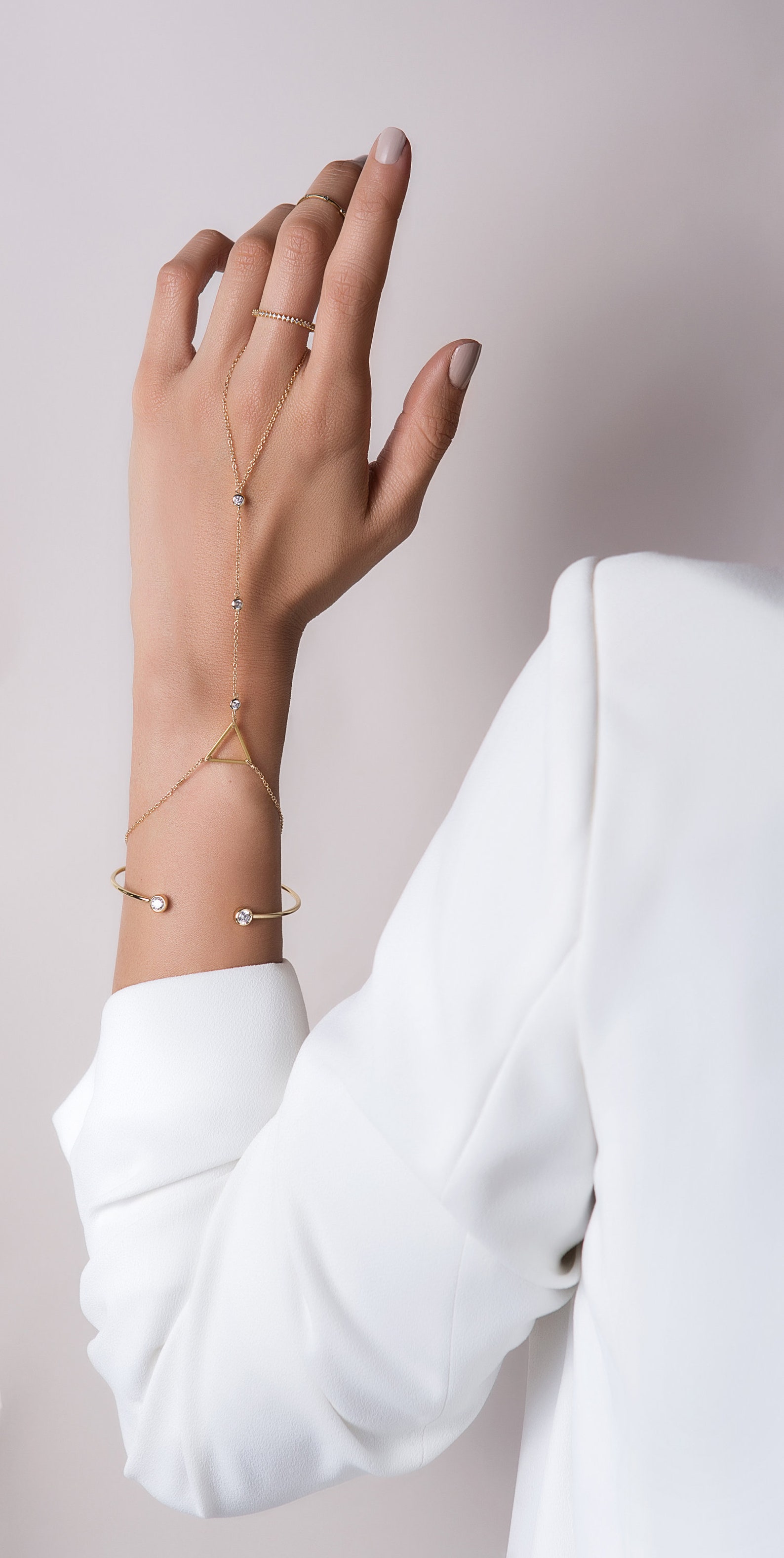 Hand Chain Bracelet Silver Bracelet Crystal Bracelet Dainty | Etsy