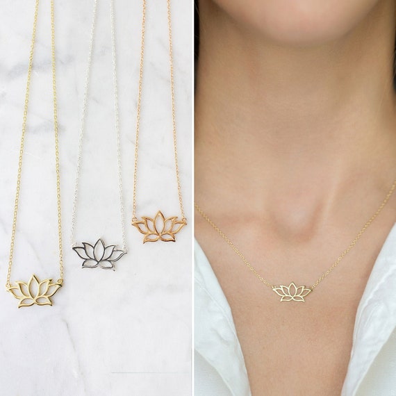 Lotus Necklace Dainty Necklace Pendant Necklace Lotus - Etsy
