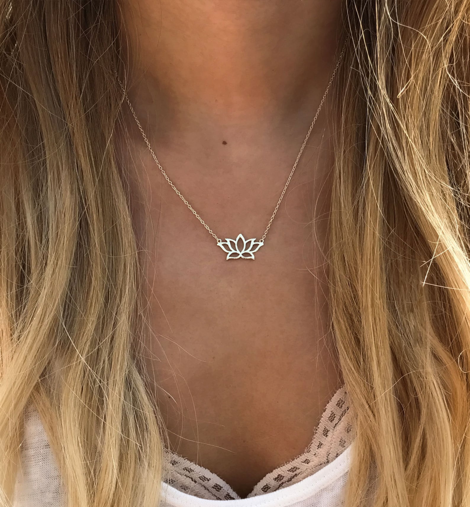 Lotus Necklace Dainty Necklace Pendant Necklace Lotus - Etsy