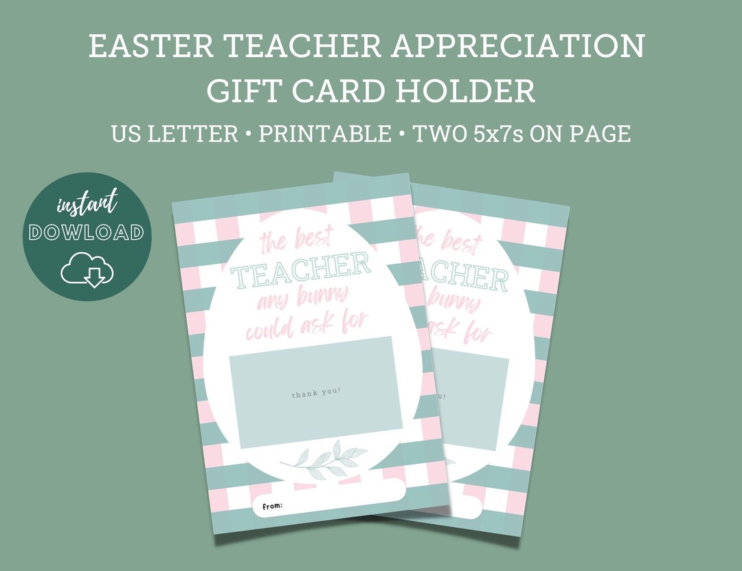 Easter Teacher Gift Card Holder | Instant Download | Teacher Gift Card ...