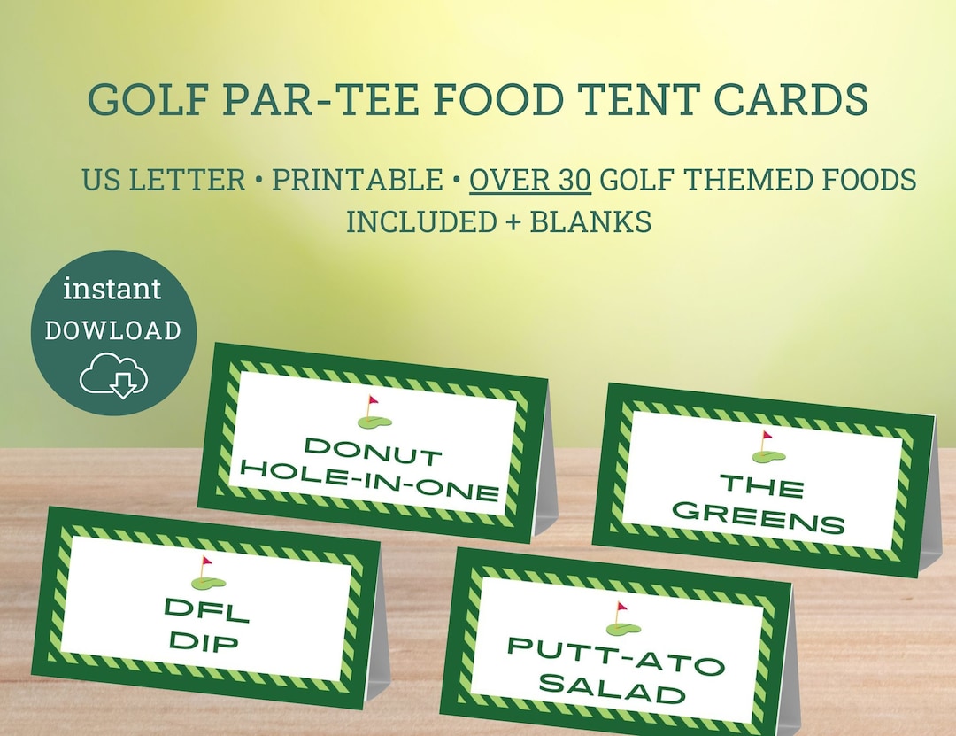 Golf Party Food Labels, Puns, Printable Tent Cards (digital Download ...