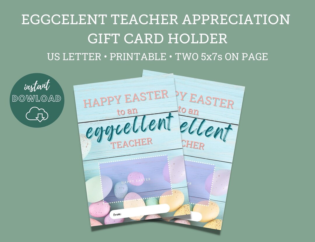 Easter Teacher Gift Card Holder | Instant Download | Teacher Gift Card ...