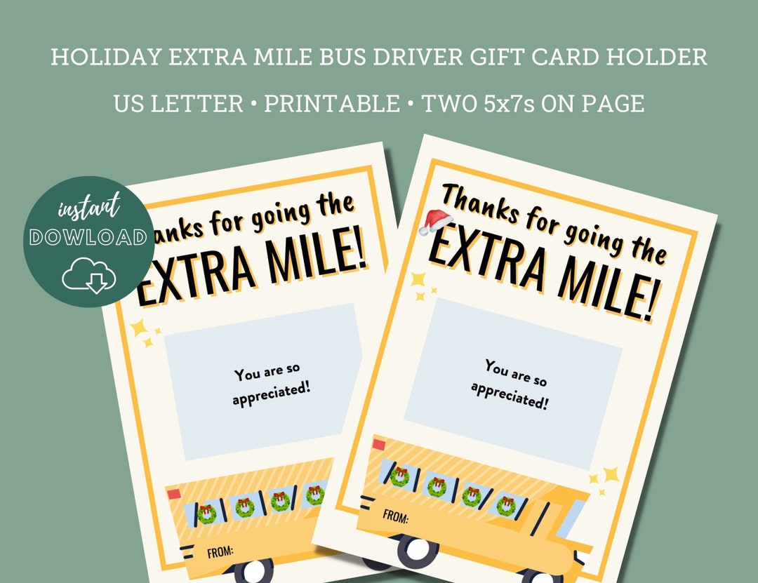 Holiday Thanks for Going the Extra Mile Bus Driver Appreciation Gift ...