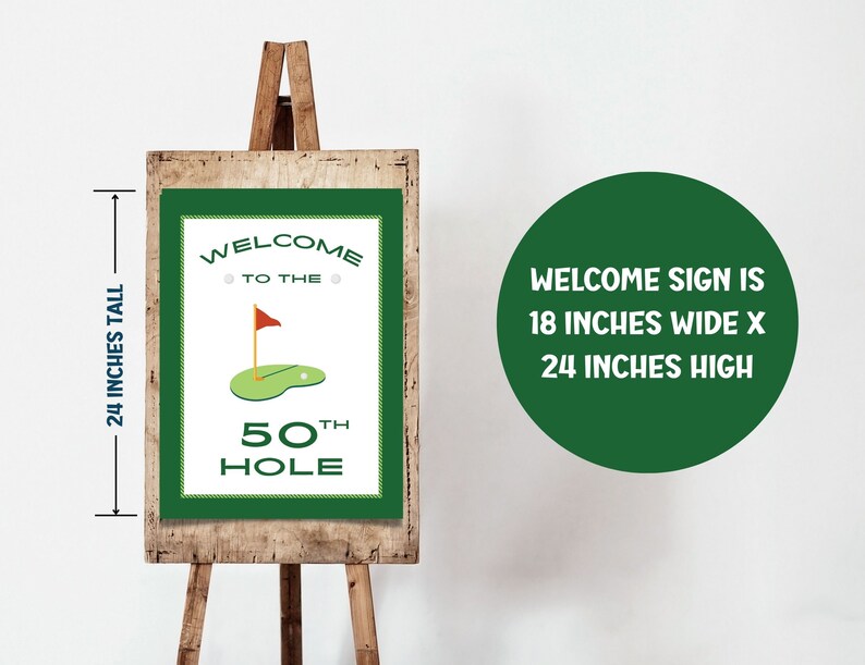 50th Birthday Golf Sign, Welcome to the 50th Hole Party Decor (PDF) - Etsy