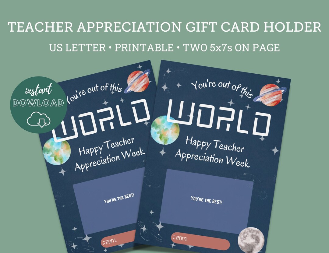 Out of This World Teacher Appreciation Gift Card Holder | Instant ...