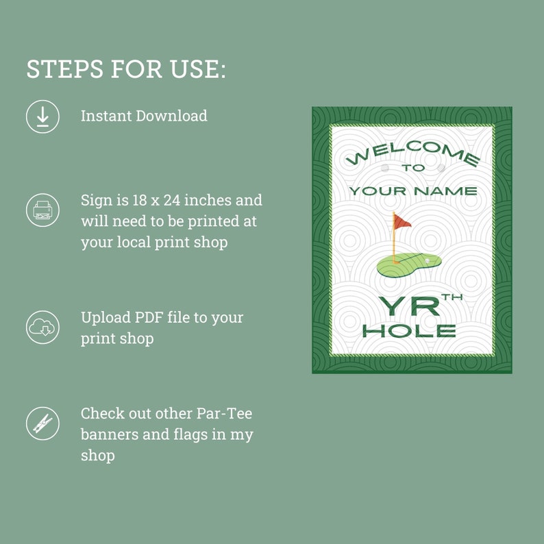 Custom Welcome Golf Party Sign, Personalized Birthday Poster (digital ...
