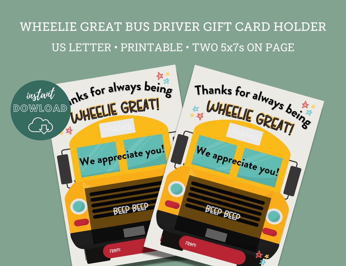 Wheelie Great Bus Driver Appreciation Gift Card Holder - Etsy