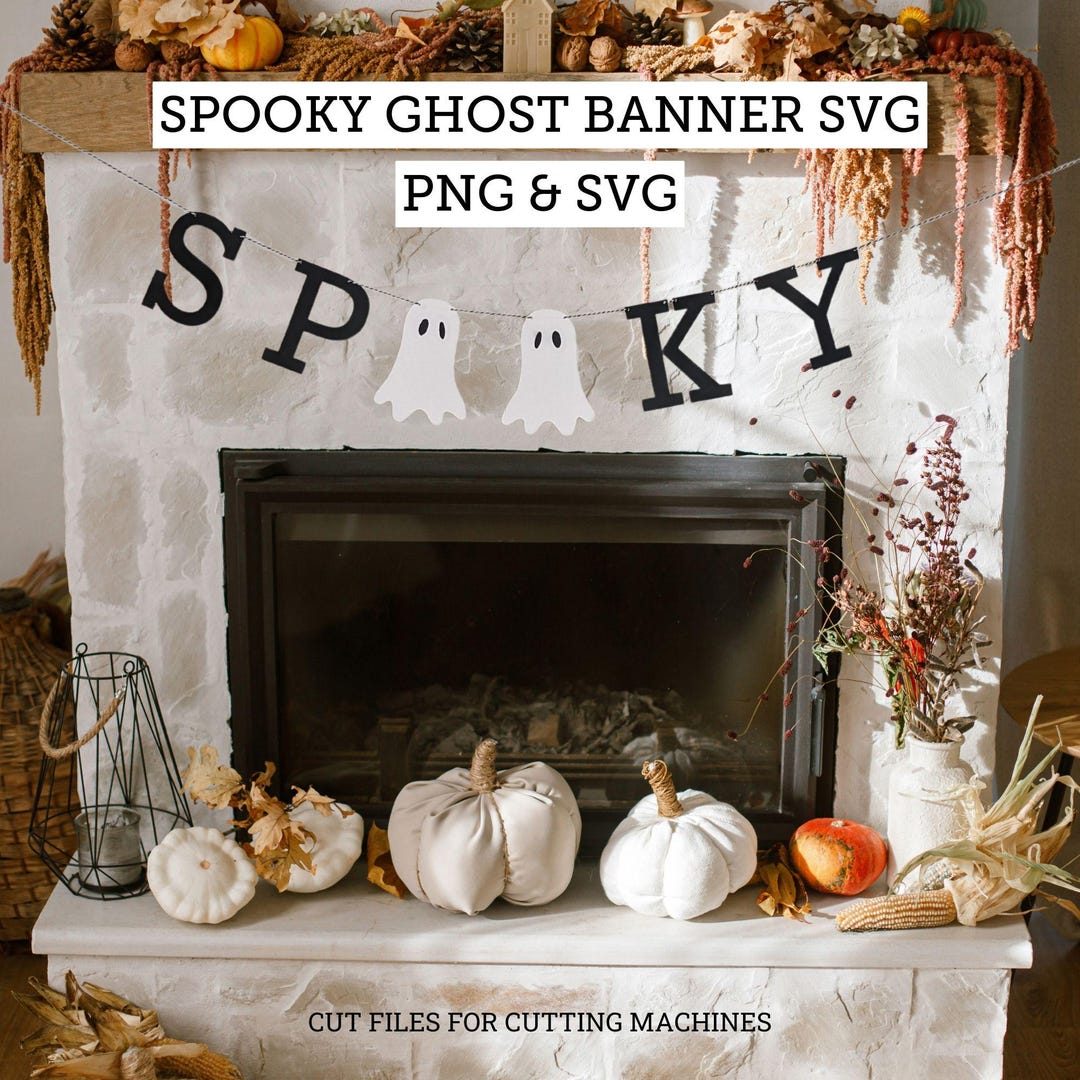 Spooky Ghost Banner SVG, Svg Cut Files, Halloween Banner Svg, Spooky ...