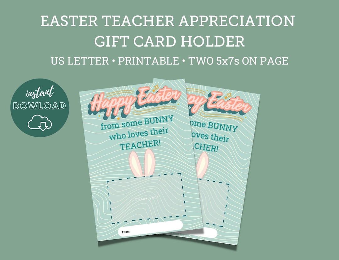 Easter Teacher Gift Card Holder Instant Download Teacher Gift Card ...