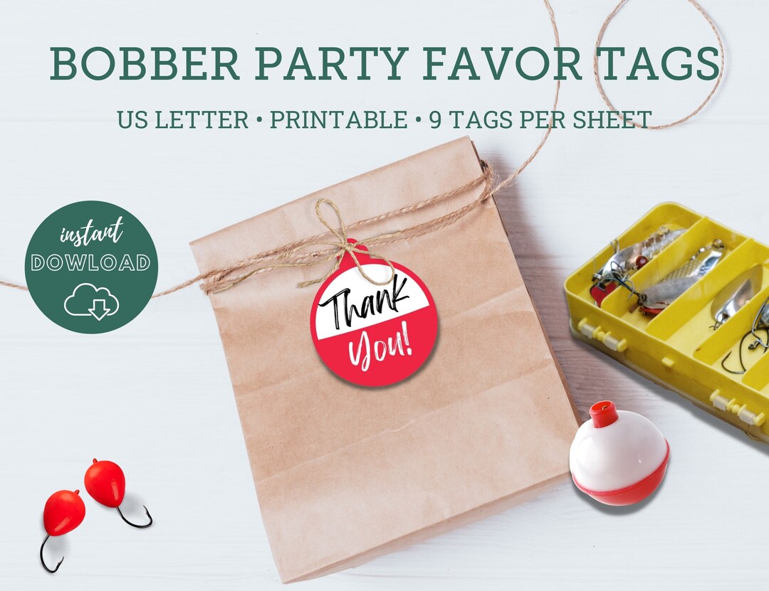 O-fish-ally Birthday Party Favor Thank You Tags, Fishing Bobber Party ...