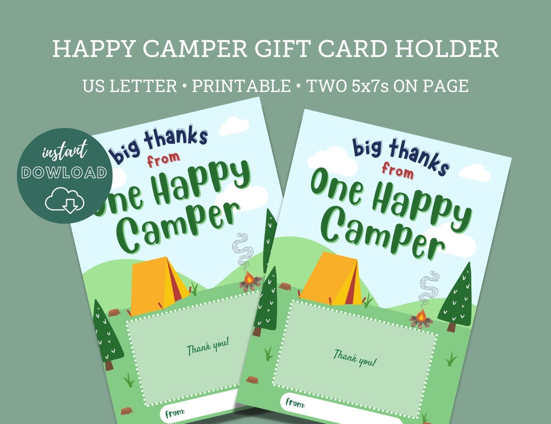 Happy Camper Camp Counselor Appreciation Gift Card Holder, Summer Camp ...