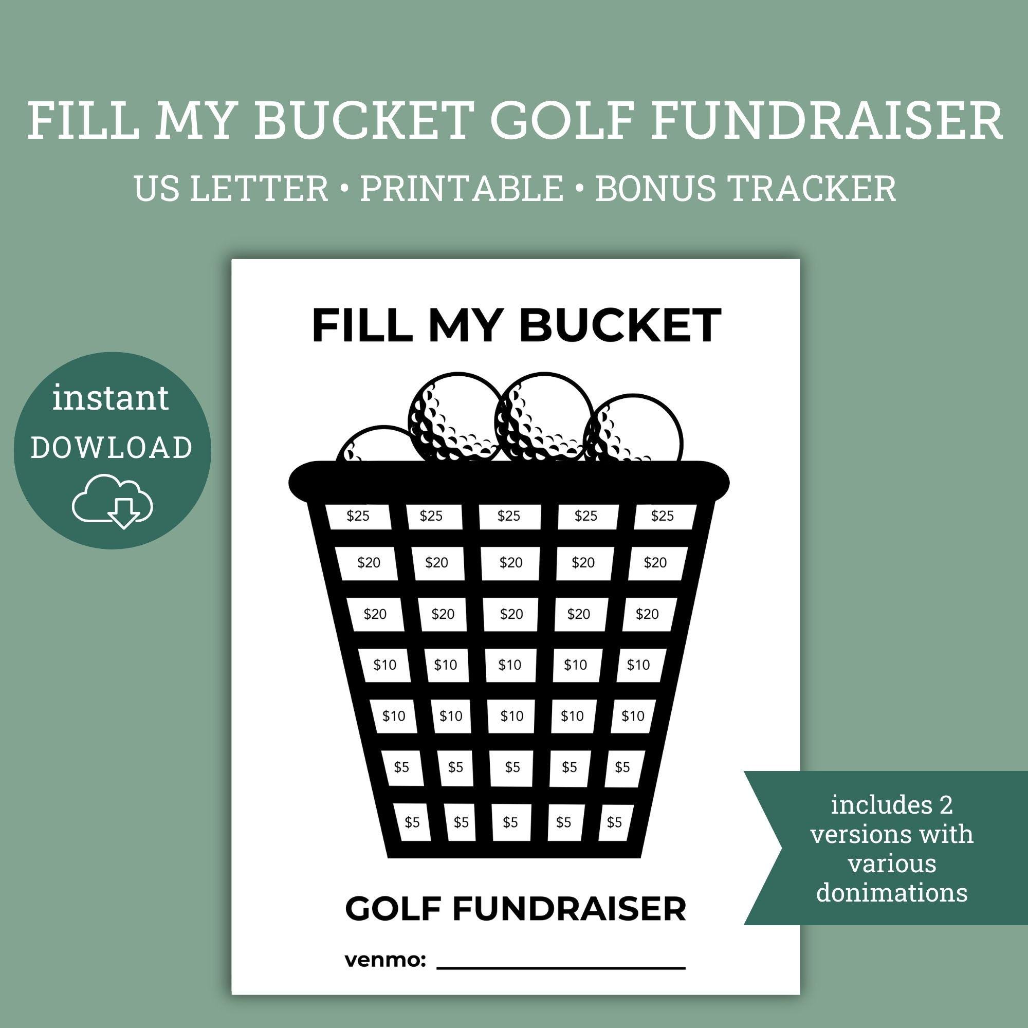 Fill My Bucket Golf Fundraiser, Printable Tracker (PDF) - Etsy