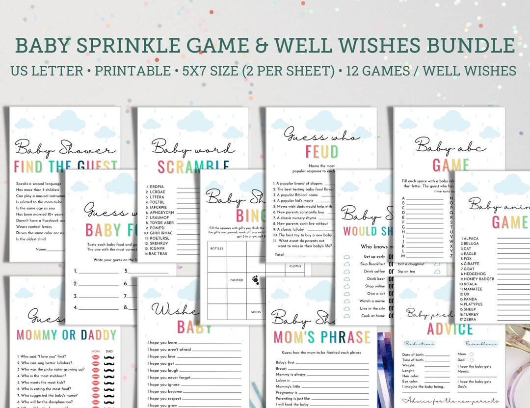 Baby Sprinkle Game Bundle, Baby Sprinkle Fun Games, Baby Sprinkle Party ...