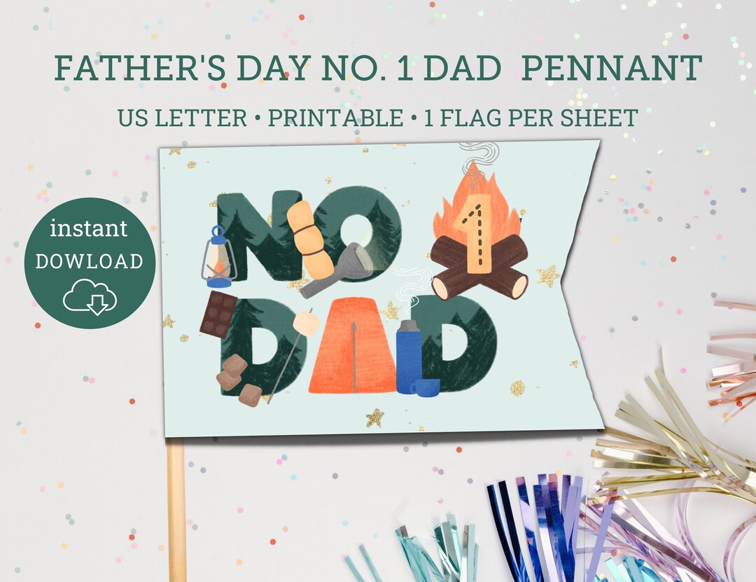 No 1 Dad Camping Theme, Father's Day Flags, Father's Day Decor, Print ...