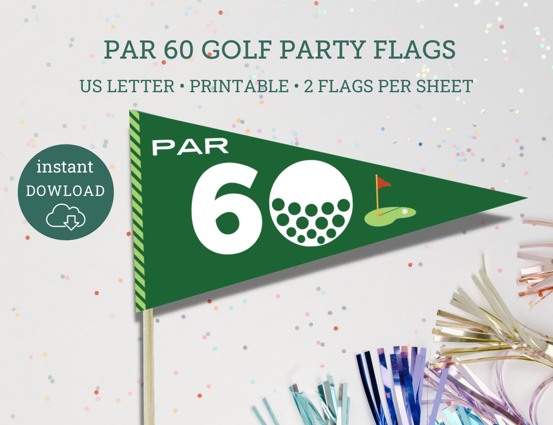 60th Golf Birthday Golf Flags, Golf Birthday Decor, 60th Golfing Party ...