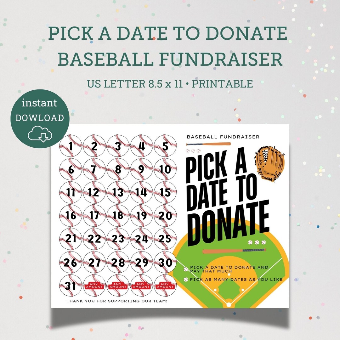 Pick a Date Baseball Fundraiser, Baseball Team Fundraiser, Baseball ...