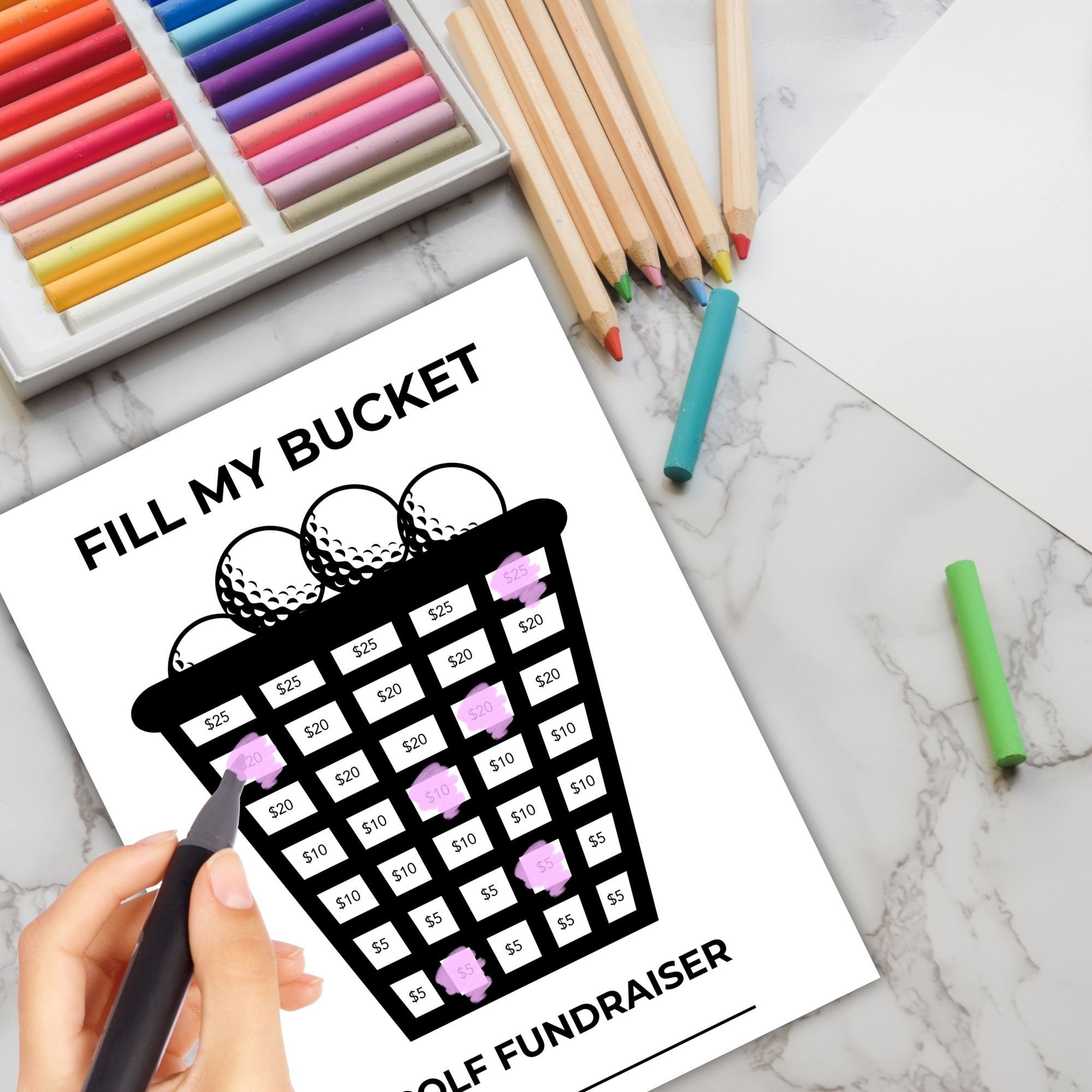 Fill My Bucket Golf Fundraiser, Printable Tracker (PDF) - Etsy