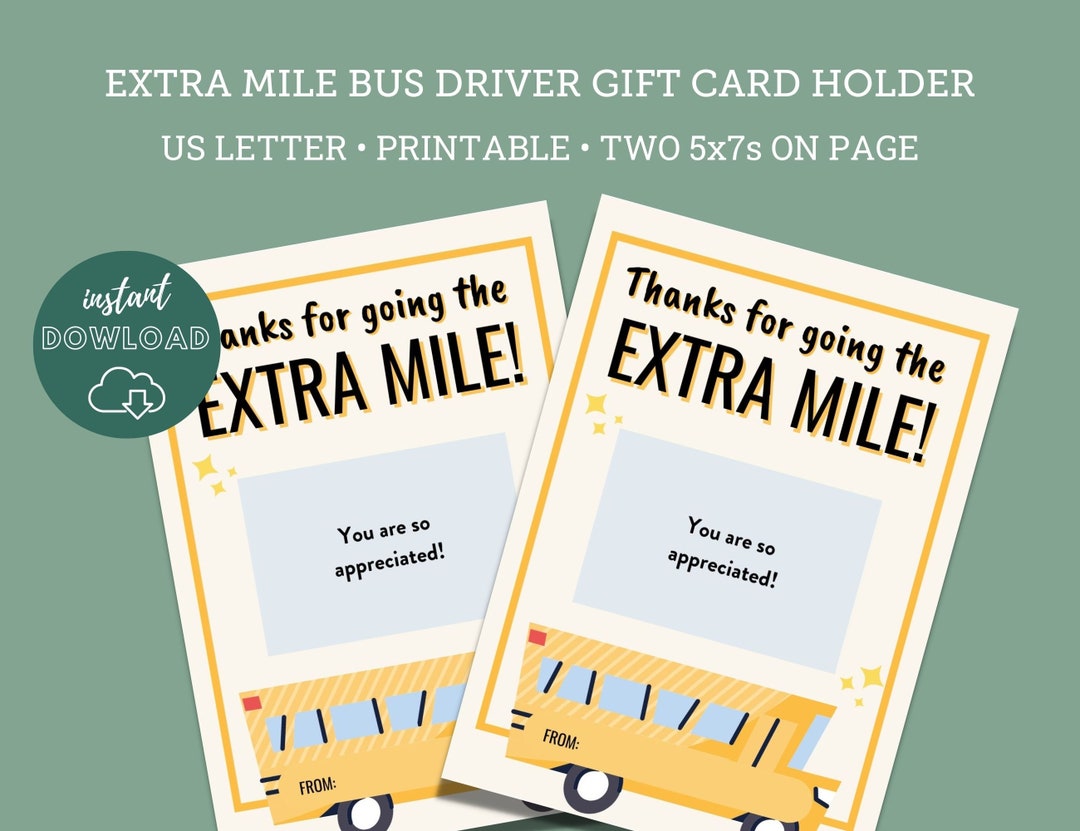Thanks for Going the Extra Mile Bus Driver Appreciation Gift Card ...