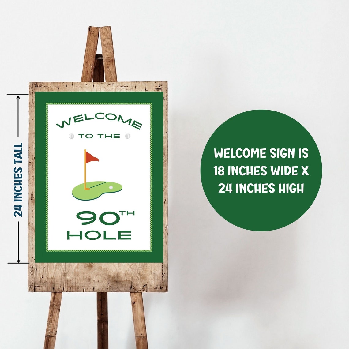 90th Birthday Golf Party Sign, 'welcome to the 90th Hole' Decor ...