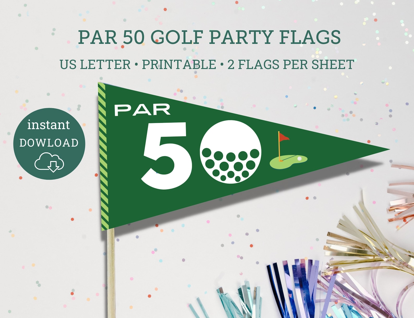 Par-tee 50 Golf Flags, 50th Birthday Decor (digital Download) - Etsy