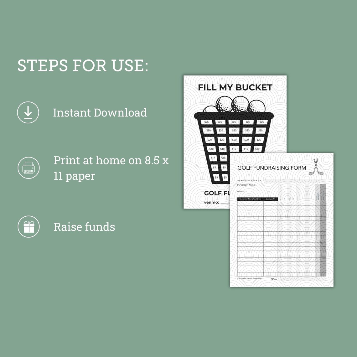 Fill My Bucket Golf Fundraiser, Printable Tracker (PDF) - Etsy