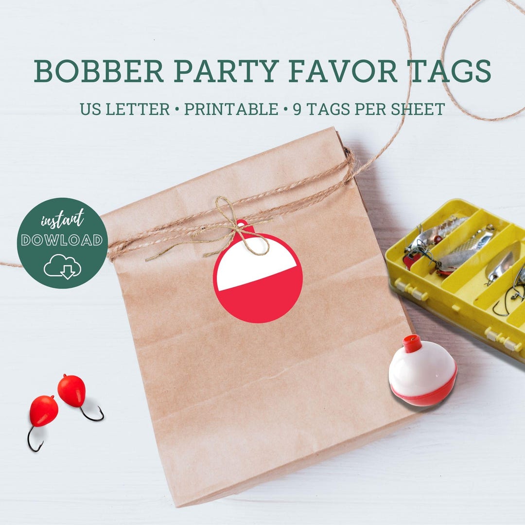 O-fish-ally Birthday Party Favor Thank You Tags, Fishing Bobber Party ...