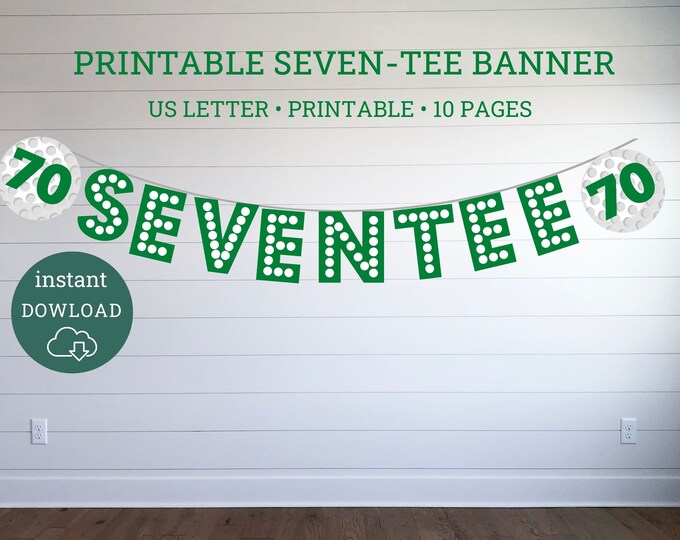 Personalized Golf 70th Birthday Banner, Seven Tee and Still Swinging ...