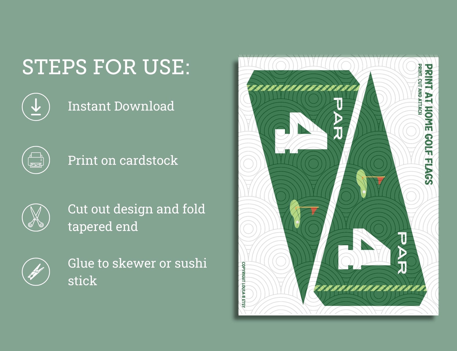Par 4 Golf Birthday Flags, 4 Year Old Party Decor (digital Download) - Etsy