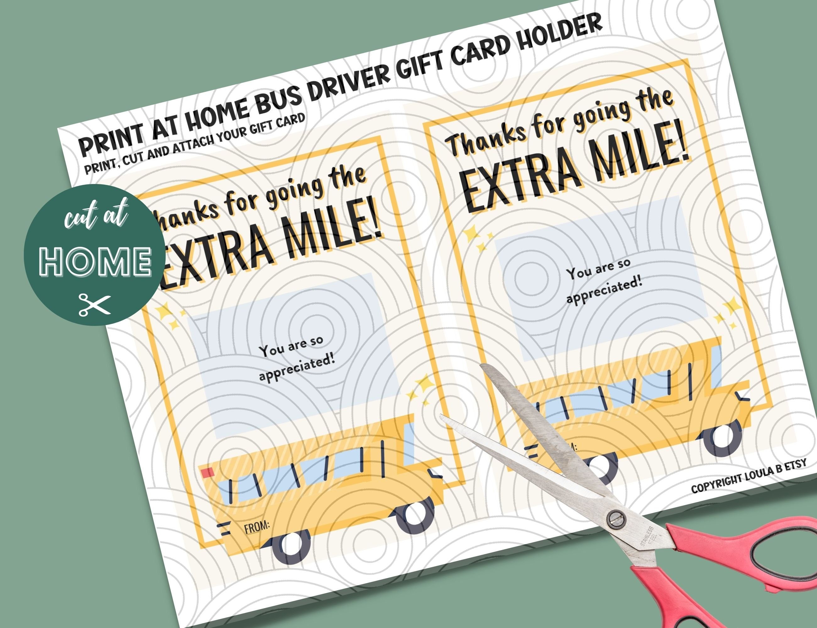 Bus Driver Appreciation Gift Card Holder, Printable Thank You (digital ...