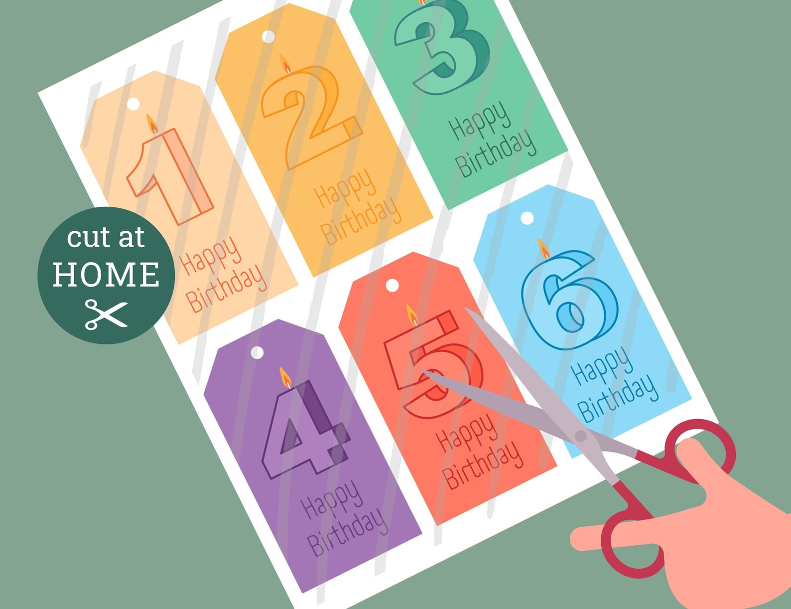 Colorful Birthday Gift Tags by Age Kids Birthday Party - Etsy