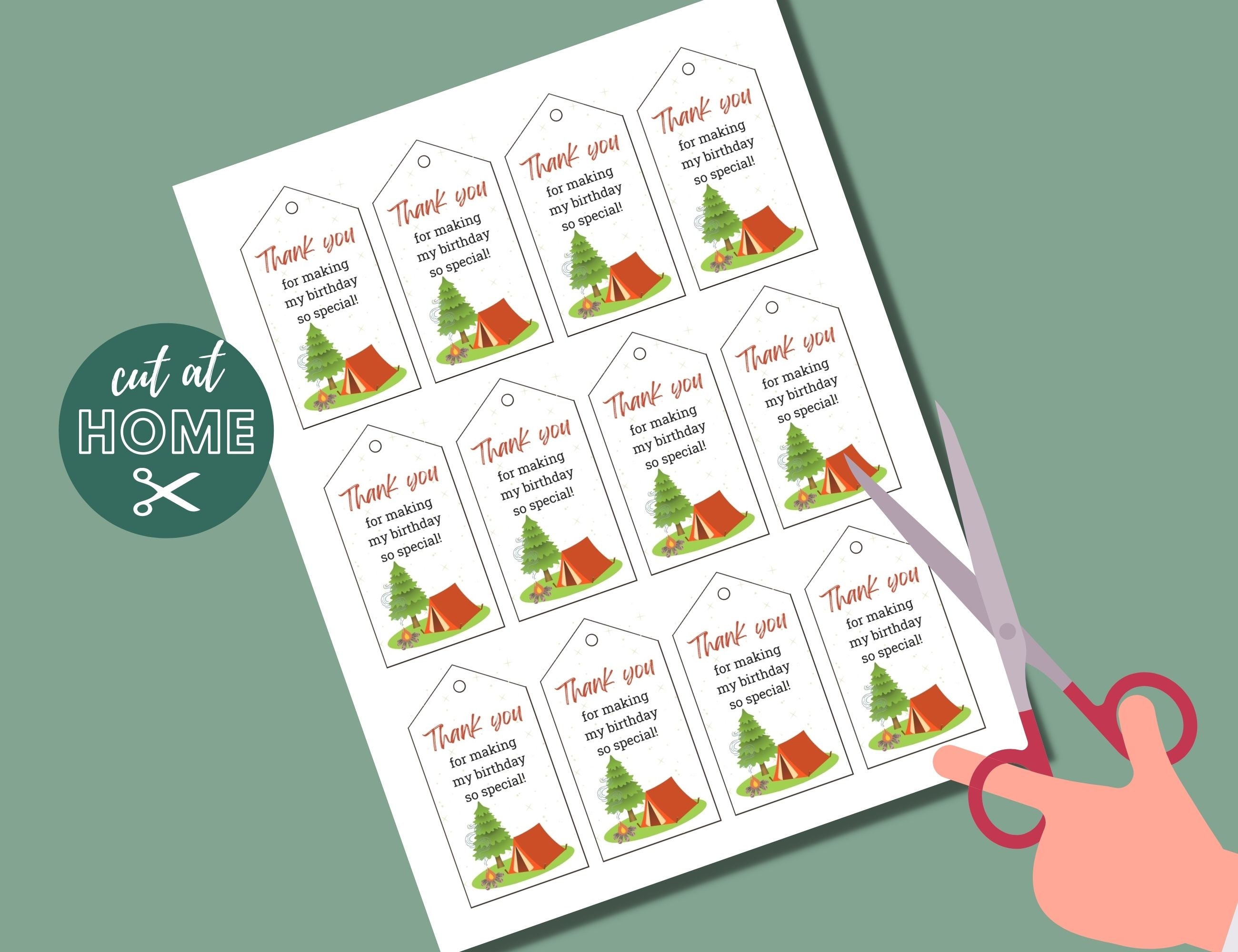 One Happy Camper Birthday Party Favor Thank You Tags Camping | Etsy