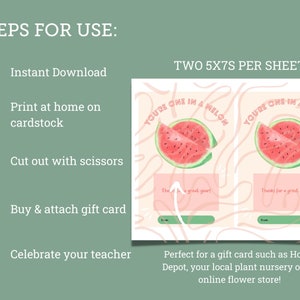 One in a Melon Teacher Appreciation Gift Card Holder | Instant Download ...