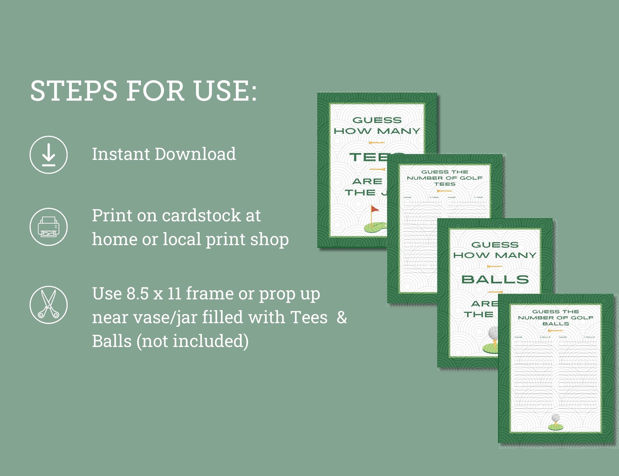 Golf Guessing Game, Golf Balls or Tees, Baby Shower (PDF) - Etsy