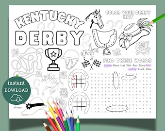 Kentucky Derby Party Printable Kids Activity Sheet - Etsy