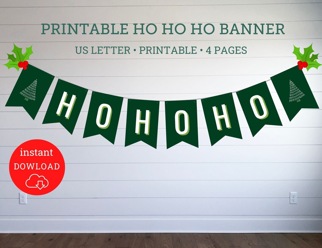 Ho Ho Ho Holiday Banner, Christmas Decor, Modern Christmas Banner ...