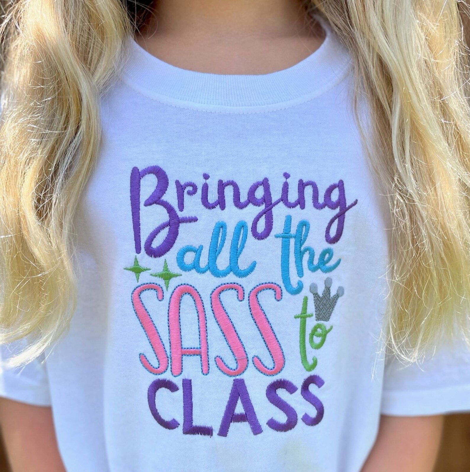 Girls Embroidered Sass To Class Shirt Etsy