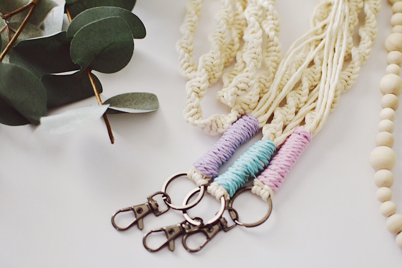 Macrame Key Lanyard Macrame Badge Holder Macrame Lanyard | Etsy