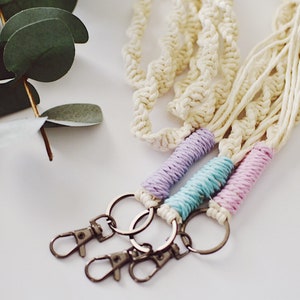 Macrame Key Lanyard Macrame Badge Holder Macrame Lanyard - Etsy