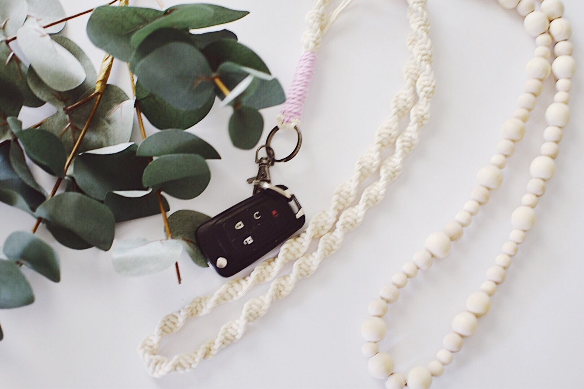 Macrame Key Lanyard Macrame Badge Holder Macrame Lanyard | Etsy