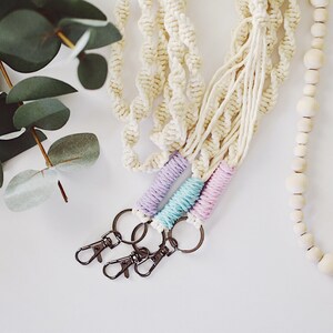 Macrame Key Lanyard Macrame Badge Holder Macrame Lanyard - Etsy