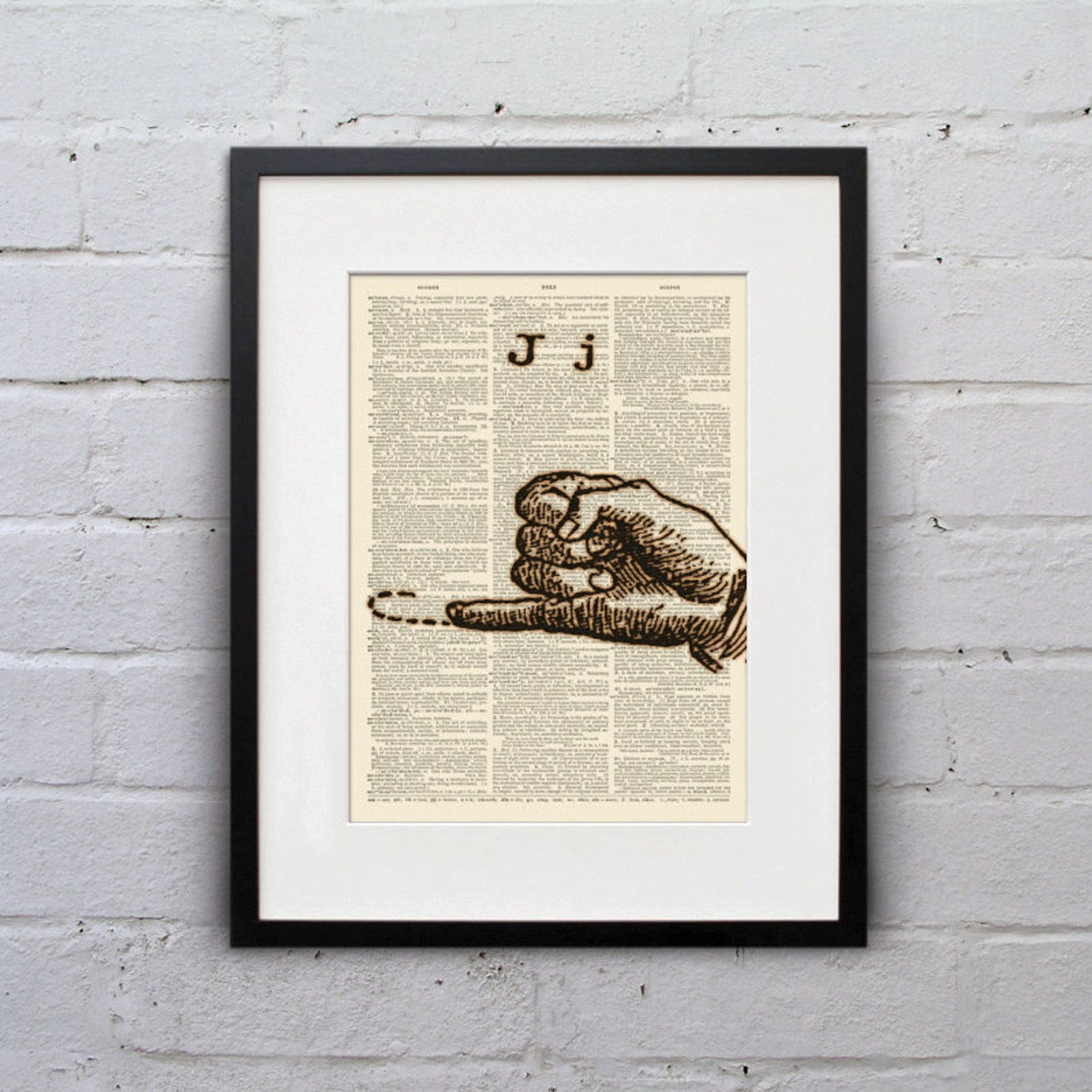 The Letter J Vintage Sign Language Alphabet Shabby Chic - Etsy