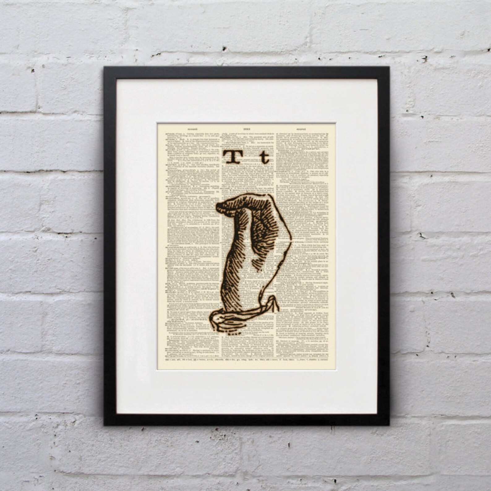 The Letter T Vintage Sign Language Alphabet Shabby Chic - Etsy