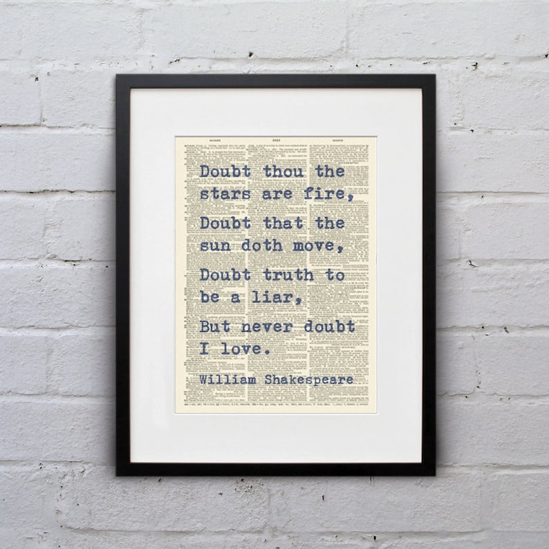 Doubt Thou the Stars Are Fire / William Shakespeare | Etsy