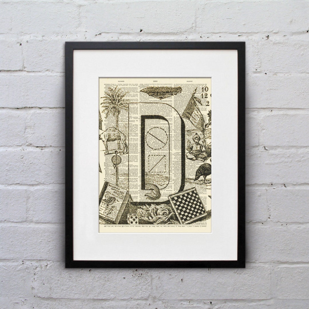 The Letter D Vintage French Alphabet Shabby Chic Dictionary Page Book ...