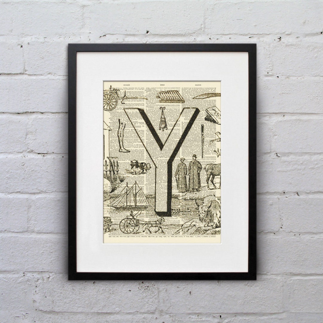 The Letter Y Vintage French Alphabet - Shabby Chic Dictionary Page Book ...