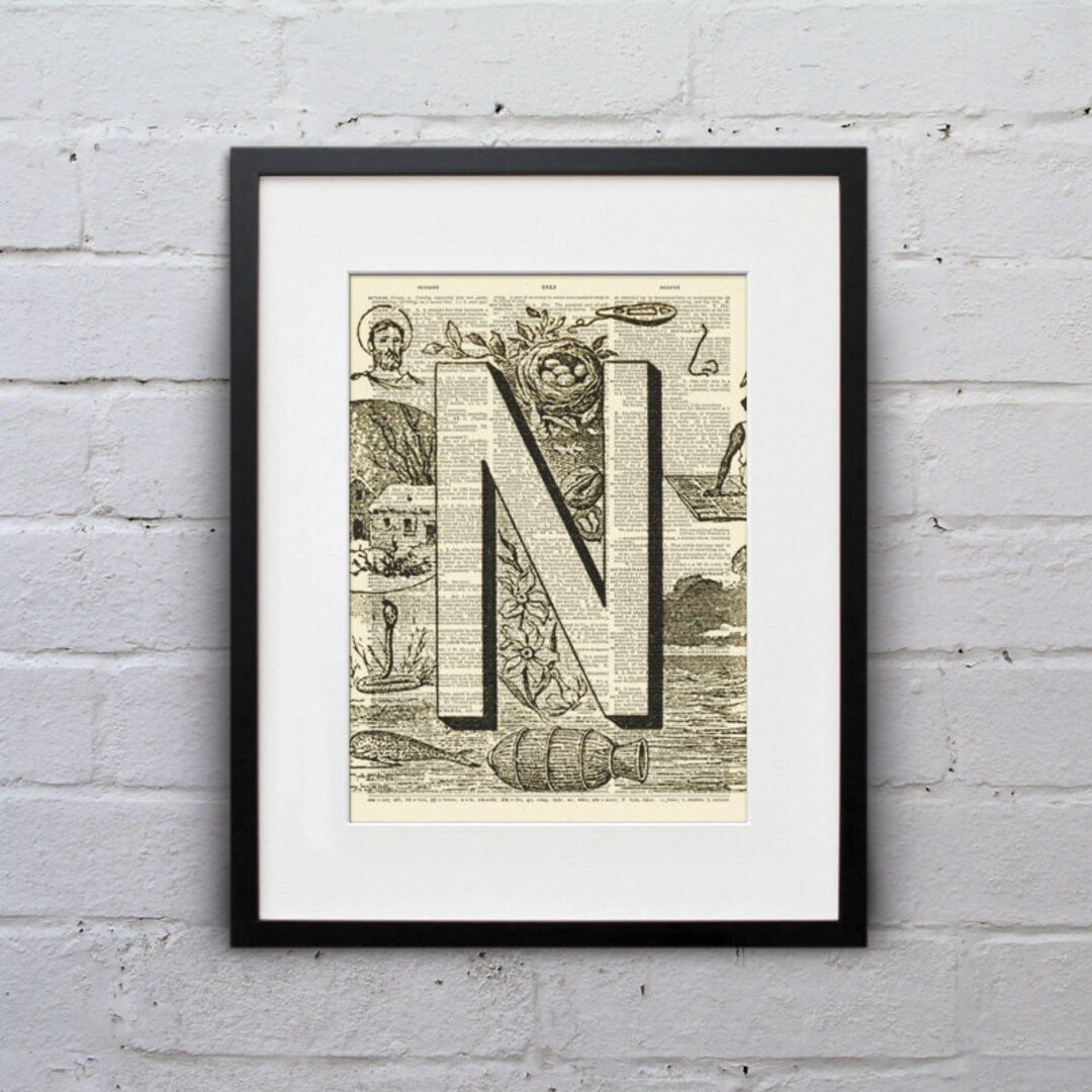 The Letter N Vintage French Alphabet - Shabby Chic Dictionary Page Book ...