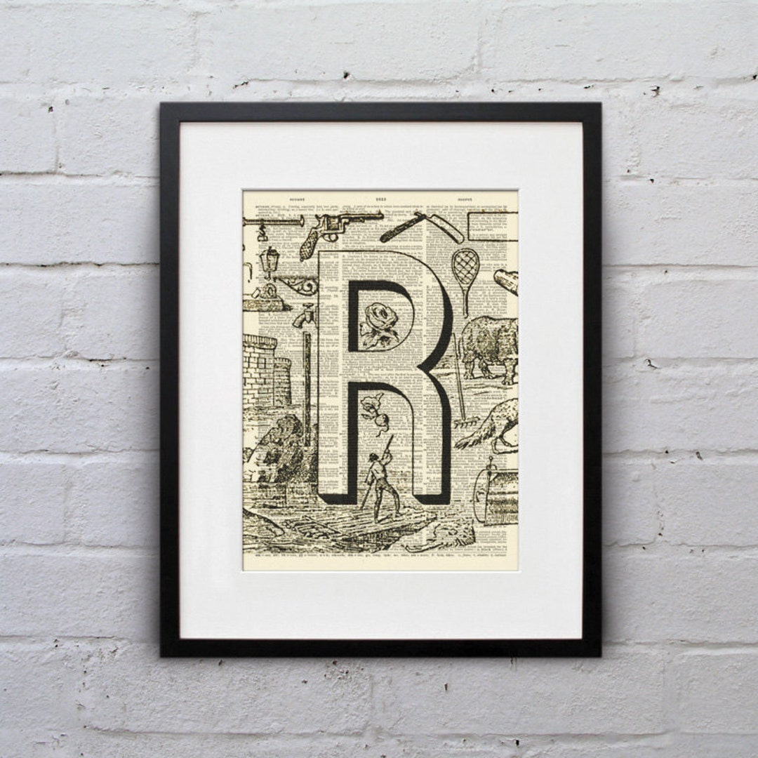 The Letter R Vintage French Alphabet - Shabby Chic Dictionary Page Book ...