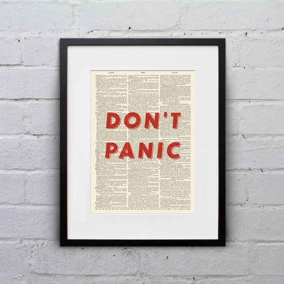 Don't Panic / Douglas Adams Quote Dictionary Page Book | Etsy